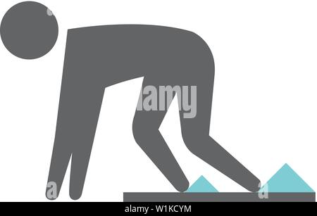 Starting runner icon in flat outlined grayscale style. Vector ...