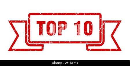 top 10 grunge ribbon. top 10 sign. top 10 banner Stock Vector Image ...