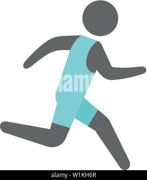 Triathlon suit icon in flat color style. Sport cycling swimming running ...