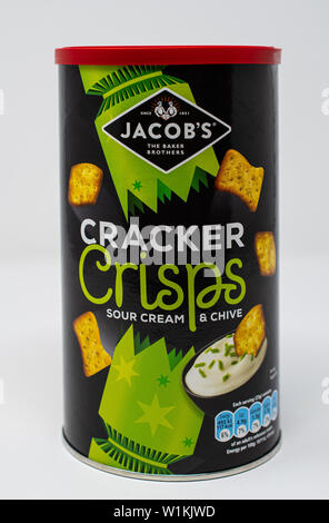 Reading, United Kingdom - December 30 2018: A tin of Jacobs Cheeselets ...