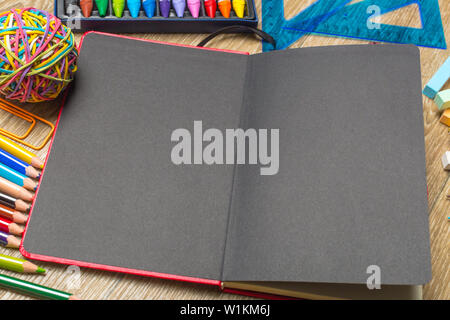 various colorful drawing tools. Mock up Stock Photo - Alamy