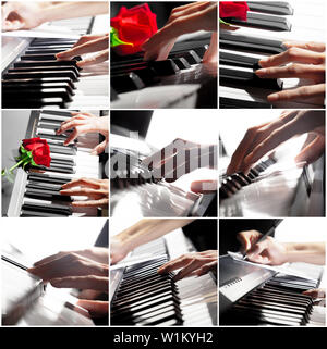 Piano keyboard close up. collage Stock Photo - Alamy