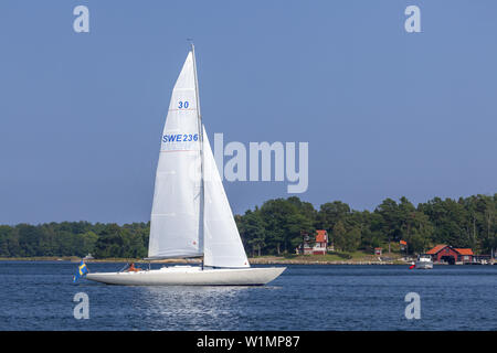 Boat near the island of Finnhamn in Stockholm archipelago, Uppland ...