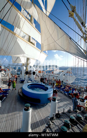 Pool at the deck of a Royal clipper ship in the sea, Italy Stock Photo ...