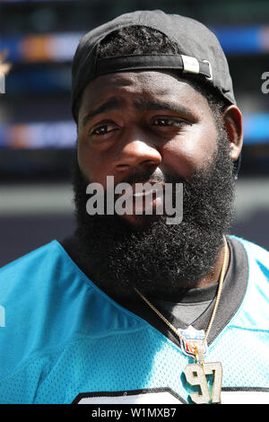 NFL player Mario Addison of the Carolina Panthers during the media day ...