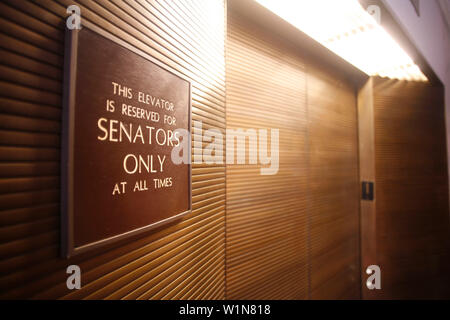 An elevator reserved for Senators, Hart Senate Office Building ...