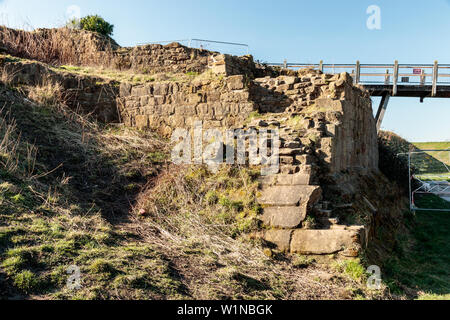 Foundation walls in the moat of Sandal Castle Stock Photo - Alamy
