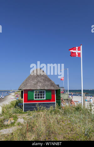 Top view of flag AEro, Denmark. Danish travel and patriot concept. no ...