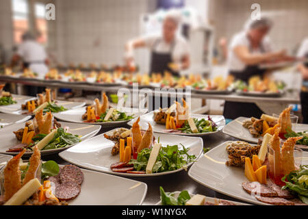 Catering service. Restaurant table with food at event. Shallow depth of ...