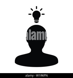 Thinking man icon; Person thinking icon black on white background Stock ...