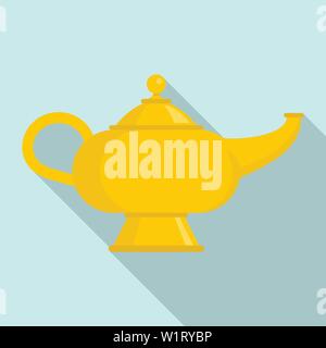 Magic djinn lamp icon. Flat illustration of magic djinn lamp vector ...
