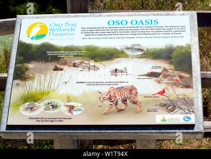 Sign at the Oso Bay Wetlands Preserve & Learning Center describing the ...