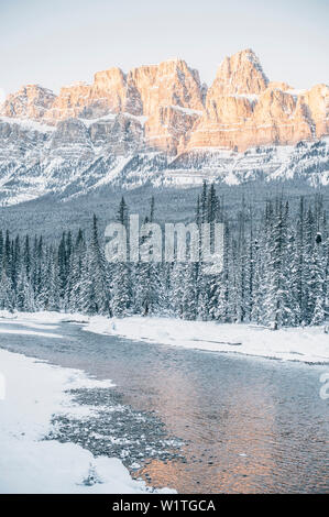 Riverside at Bow River, castle junction, Banff Town, Bow Valley, Banff ...