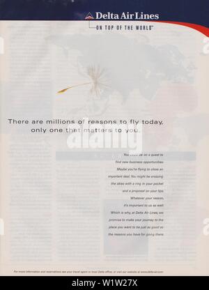 poster advertising Delta Air Lines in paper magazine from 1997 year ...