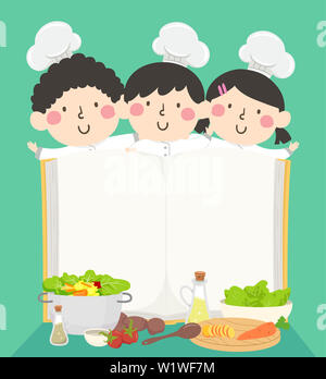 Illustration of Open Blank Cook Book Background Stock Photo - Alamy