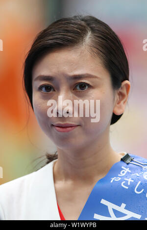 Candidate of Constitutional Democratic Party, Rie Saito attends the ...