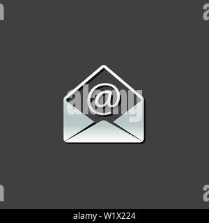 Email icon in metallic grey color style. Envelope laptop business ...