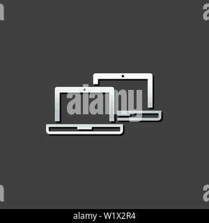 Laptops icon in metallic grey color style. Electronic computer Stock ...