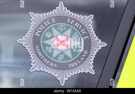 Police Service of Northern Ireland logo on a wall in their Headquarters ...