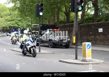 U.S. President Donald Trump's motorcade arrives to the Palace of ...