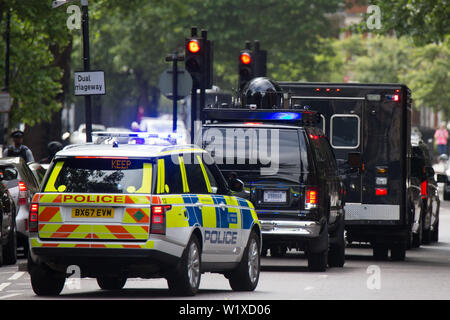 U.S. President Donald Trump's motorcade arrives to the Palace of ...