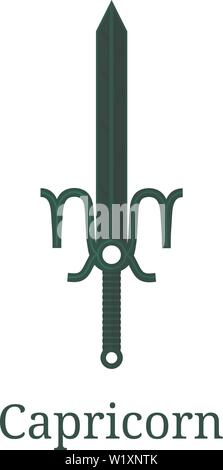 Capricorn Sword Icon. Silhouette of Zodiacal Weapon. One of 12 Zodiac ...