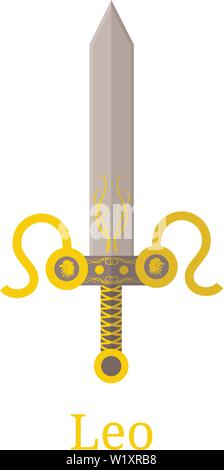 Leo Sword Icon. Silhouette of Zodiacal Weapon. One of 12 Zodiac Weapons ...