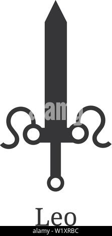 Leo Sword. Zodiac Sign. Flat Cartoon Zodiacal Weapon. One of 12 Zodiac ...