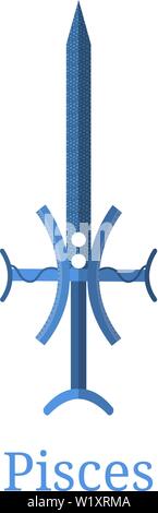 Pisces Sword Icon. Silhouette of Zodiacal Weapon. One of 12 Zodiac ...