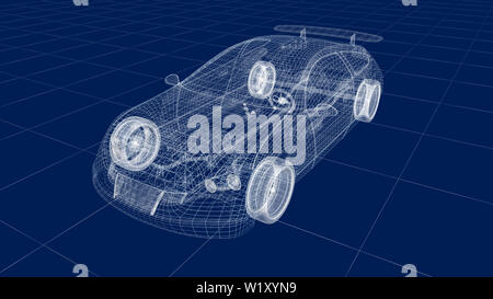 Skeleton of a car on white. 3D illustration Stock Photo - Alamy