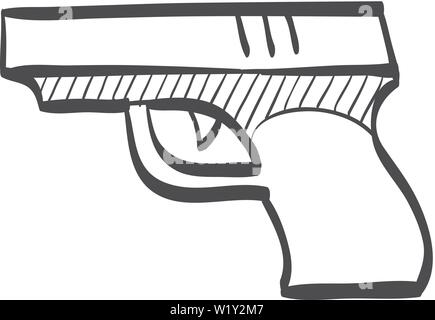 Gun Pistol doodle icon hand drawn illustration Stock Vector Image & Art ...