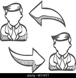 Hand drawn Employee rotation icon in sticker style vector illustration ...