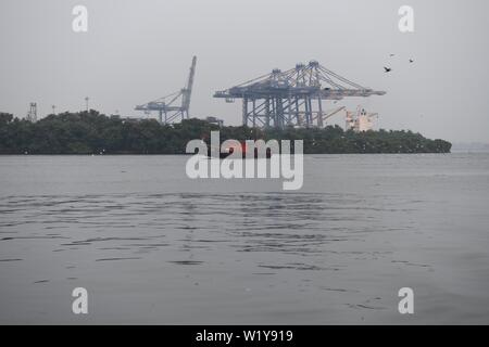 Container terminal ; Cochin port ; kochi ; Kerala ; India ; asia Stock ...