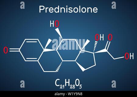 Prednisolone molecule. Is known as a corticosteroid or steroid ...