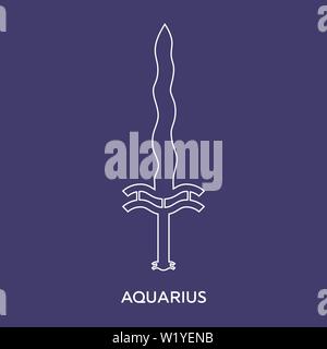 Aquarius Sword. Zodiac Sign. Flat Cartoon Zodiacal Weapon. One of 12 ...