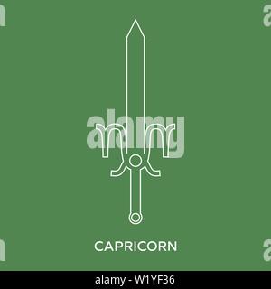 Capricorn Sword Icon. Silhouette of Zodiacal Weapon. One of 12 Zodiac ...
