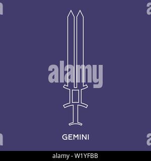 Gemini Sword Icon. Silhouette of Zodiacal Weapon. One of 12 Zodiac ...