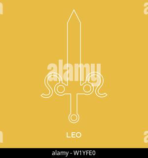 Leo Sword Icon. Silhouette of Zodiacal Weapon. One of 12 Zodiac Weapons ...
