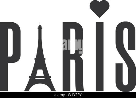 Paris Landmark Banner Sign, hand drawn outline illustration for print ...