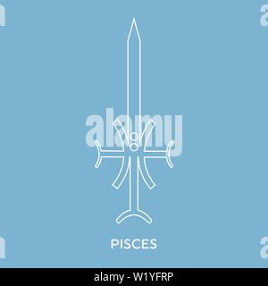 Pisces Sword Icon. Silhouette of Zodiacal Weapon. One of 12 Zodiac ...