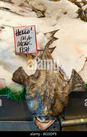 Fresh monkfish in indoor fish market, Lagos, Portugal Stock Photo - Alamy