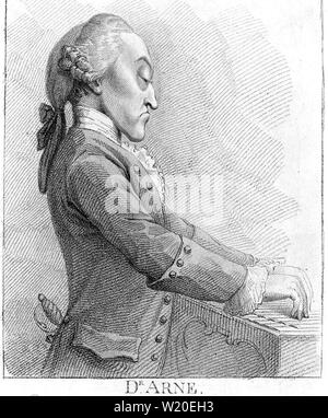THOMAS ARNE (1710-1778) English composer in a 1778 engraving Stock ...