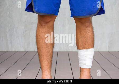 Closeup People of a Foot with White Gauze Elastic Bandage. Hands on ...