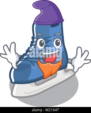 Cute Christmas ice skating Elf with Gift isolated on white. Vector ...