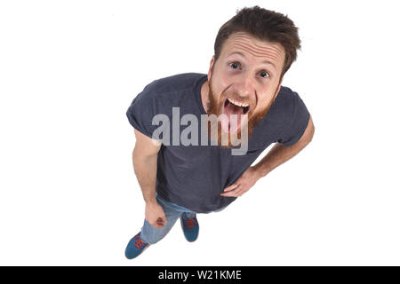 man making mockery on white background Stock Photo - Alamy