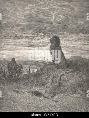 The Disobedient Prophet Is Slain by a Lion by Gustave Dore Stock Photo ...