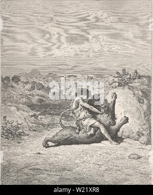 Samson Slays a Lion by Gustave Dore Stock Photo - Alamy