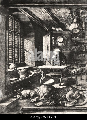 Saint Jerome. Engraving by A. Dürer, 1514 Stock Photo - Alamy