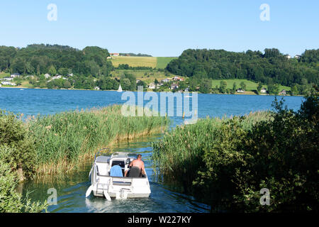 Mattsee: lake Mattsee, ship canal to lake Obertrumer See, SUP stand up ...