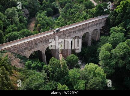 Aerial photo shows the Hongqi Bridge over the Songhua River in Jilin ...